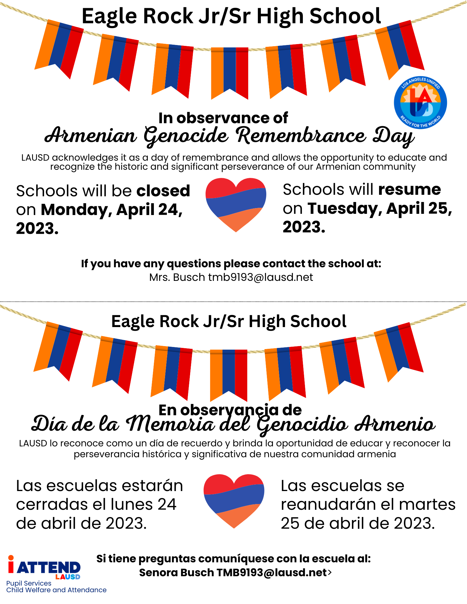 Armenian Genocide Remembrance Day (4/24) – Eagle Rock Jr./Sr. High PTSA